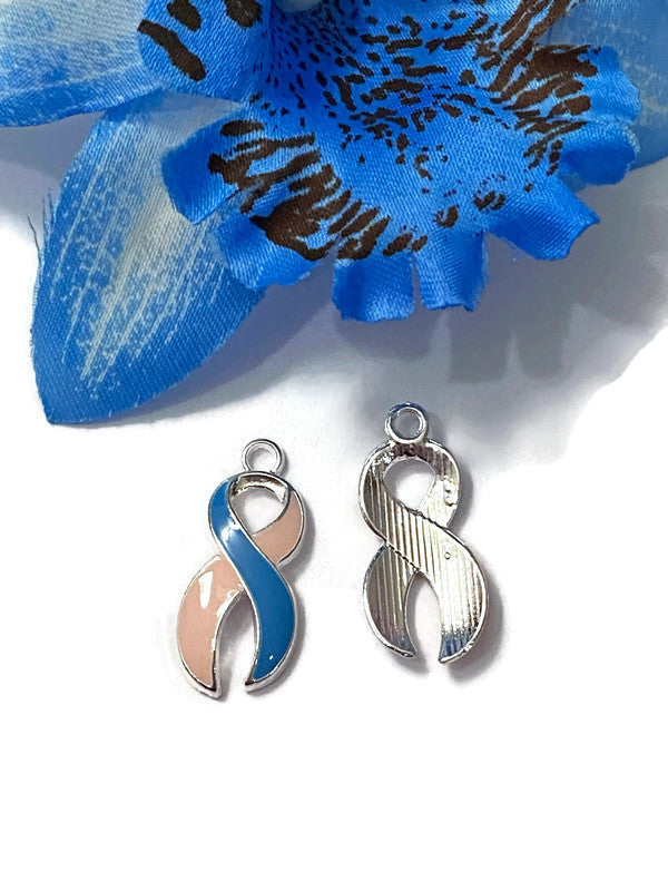 Pink & Blue Enamel Awareness Ribbon Pendant Charms - Infant Loss SIDS ...